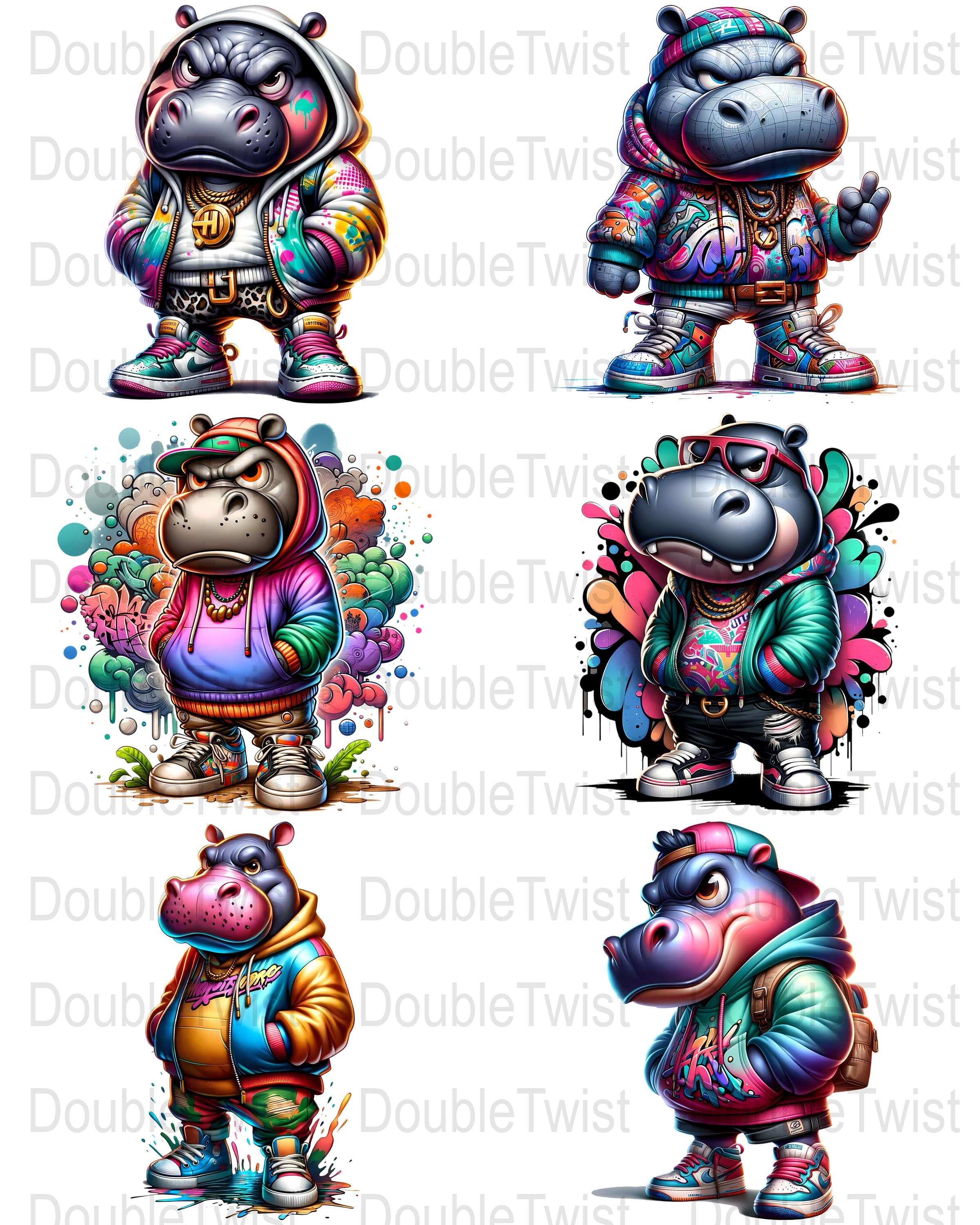 Hip Hop Hippo Clipart PNG, Streetwear Style Animal, Urban Jungle ...