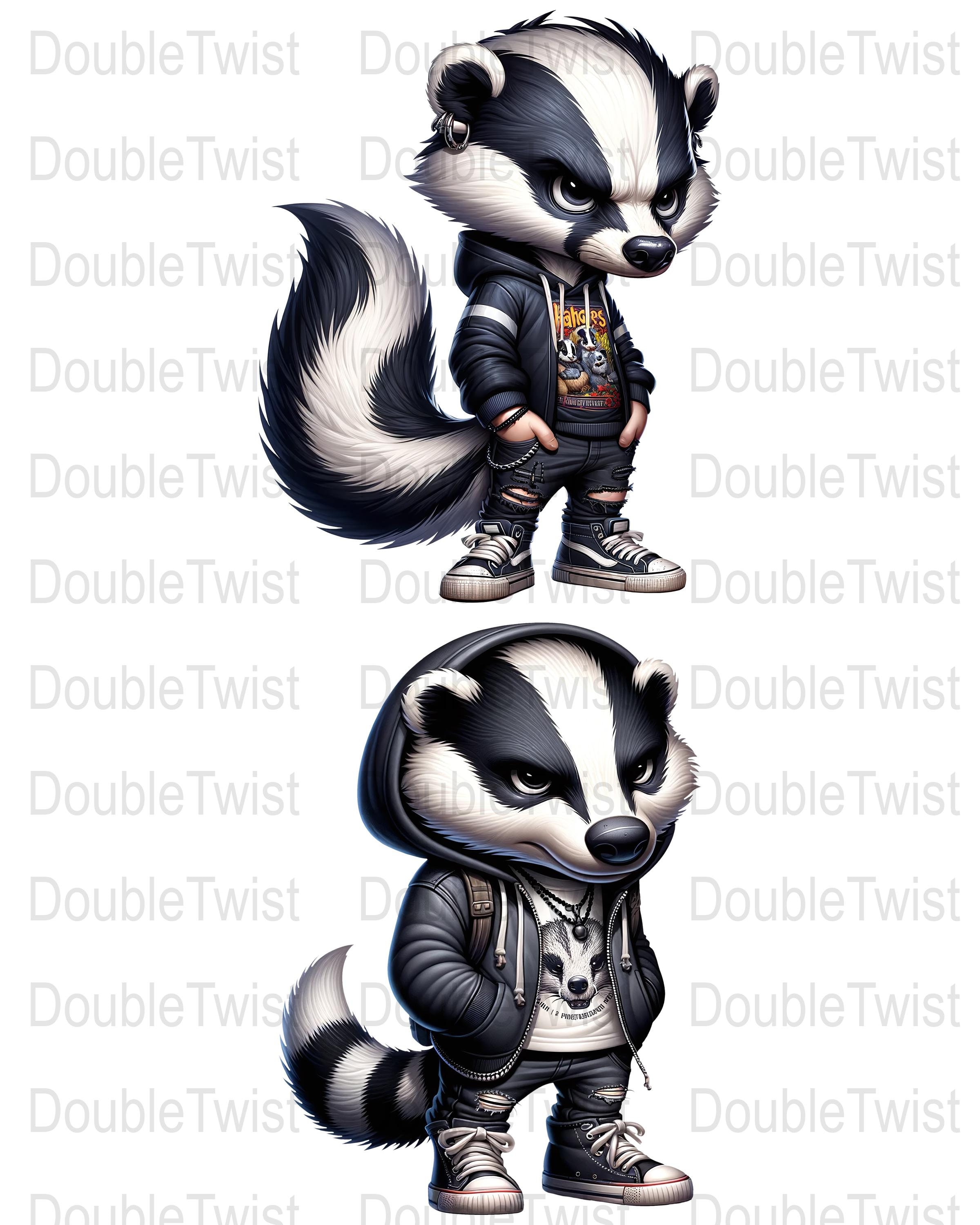 Emo Badger Clipart, Punk Rock Woodland Animal PNG, Digital Download ...