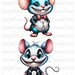Cute Smiling Mouse Clipart Set, Funny Dressed Mice PNG, Digital ...