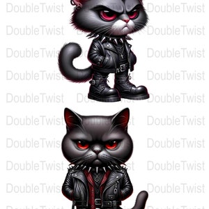 Goth Cat Digital Pngs, Black Cats in Leather Jackets, Cute Emo Kitty ...