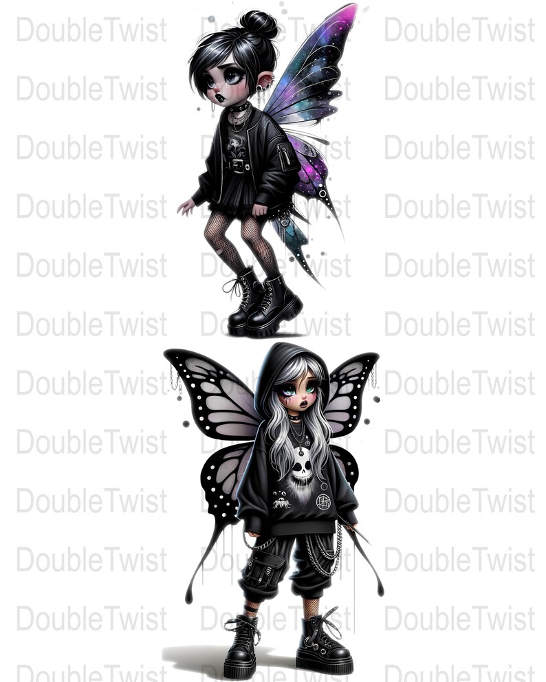 Goth Fairy Clipart, Dark Fantasy PNG, Printable Gothic Fairies, Digital ...