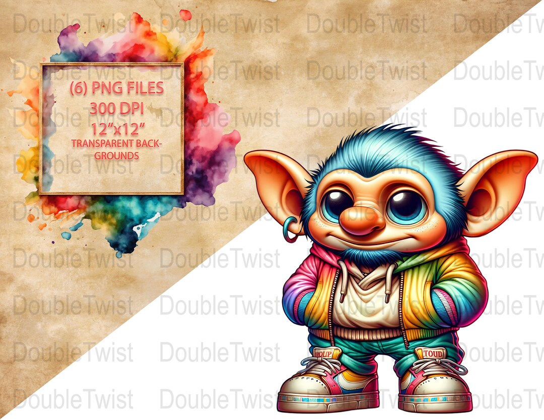 Streetwear Troll Clipart, Cartoon Troll Sticker, Colorful Troll Decal ...