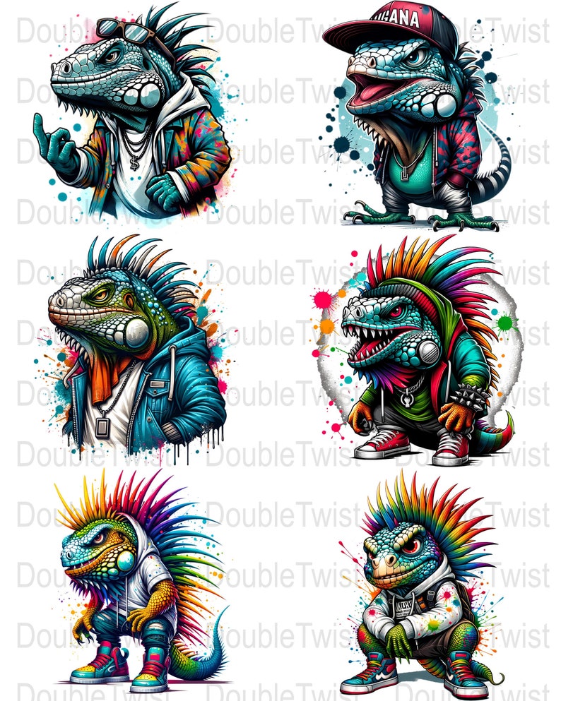 Streetwear Urban Iguana Pngs, Colorful Graffiti Style Iguanas, Digital ...