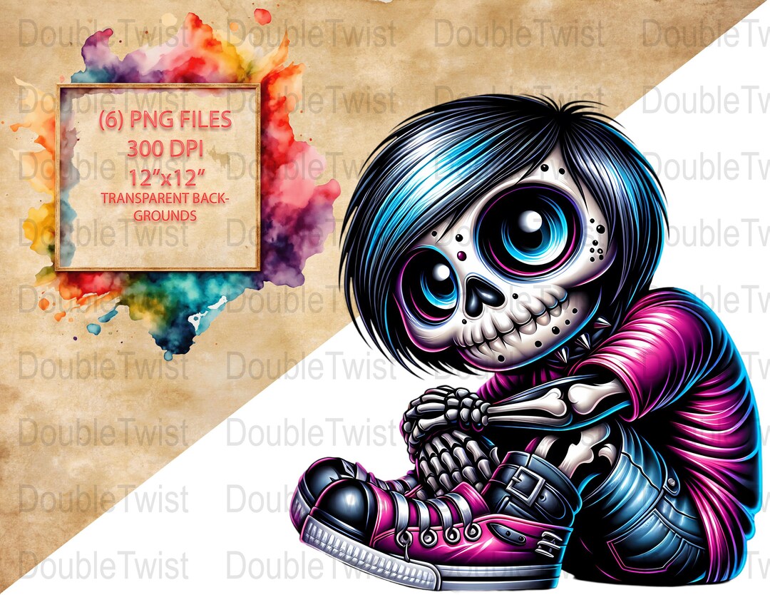 Emo Skull Boy Clipart, Gothic Skeleton Kids Art, Cute Skulls With ...