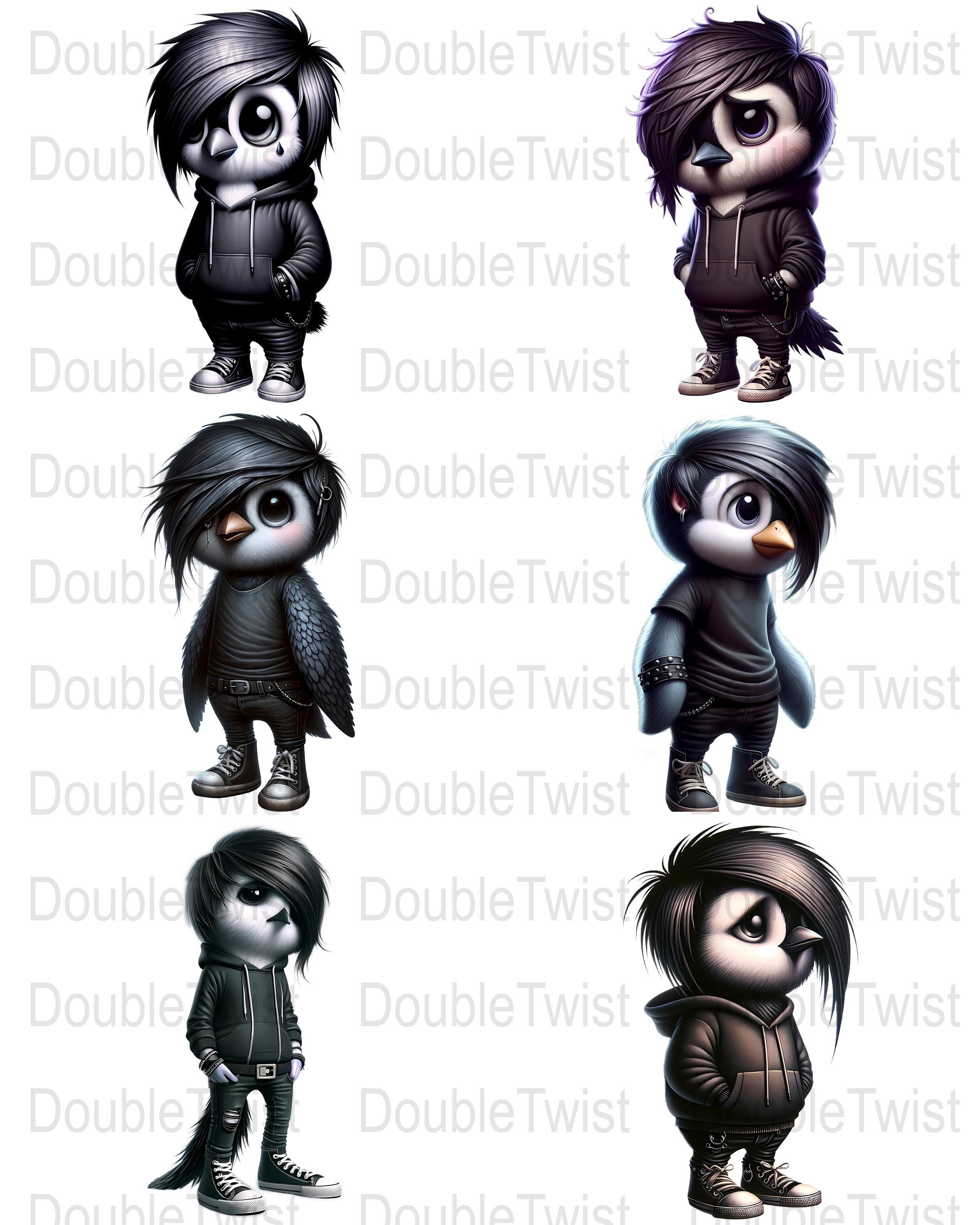 Emo Penguins Clipart, Cool Penguin With Hoodie, Digital Download, 300 ...