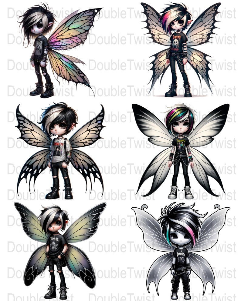 Emo Fairies Clipart Set, Gothic Fairy Pngs, Digital Download, Dark ...