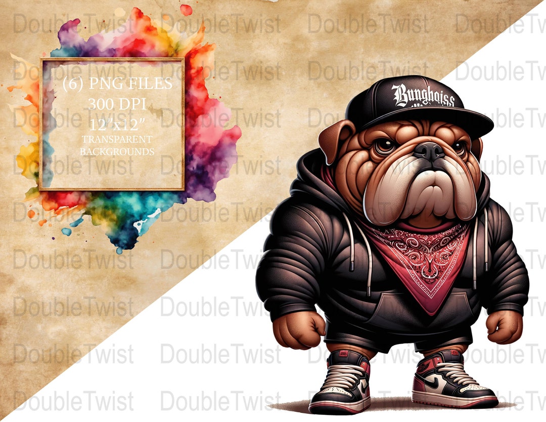Streetwear Bulldog Clipart, Urban Style Bulldog PNG, Digital Download ...