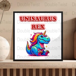 Funny Dinosaur T-shirt Design, Unisaurus Rex PNG, Colorful Shirt ...