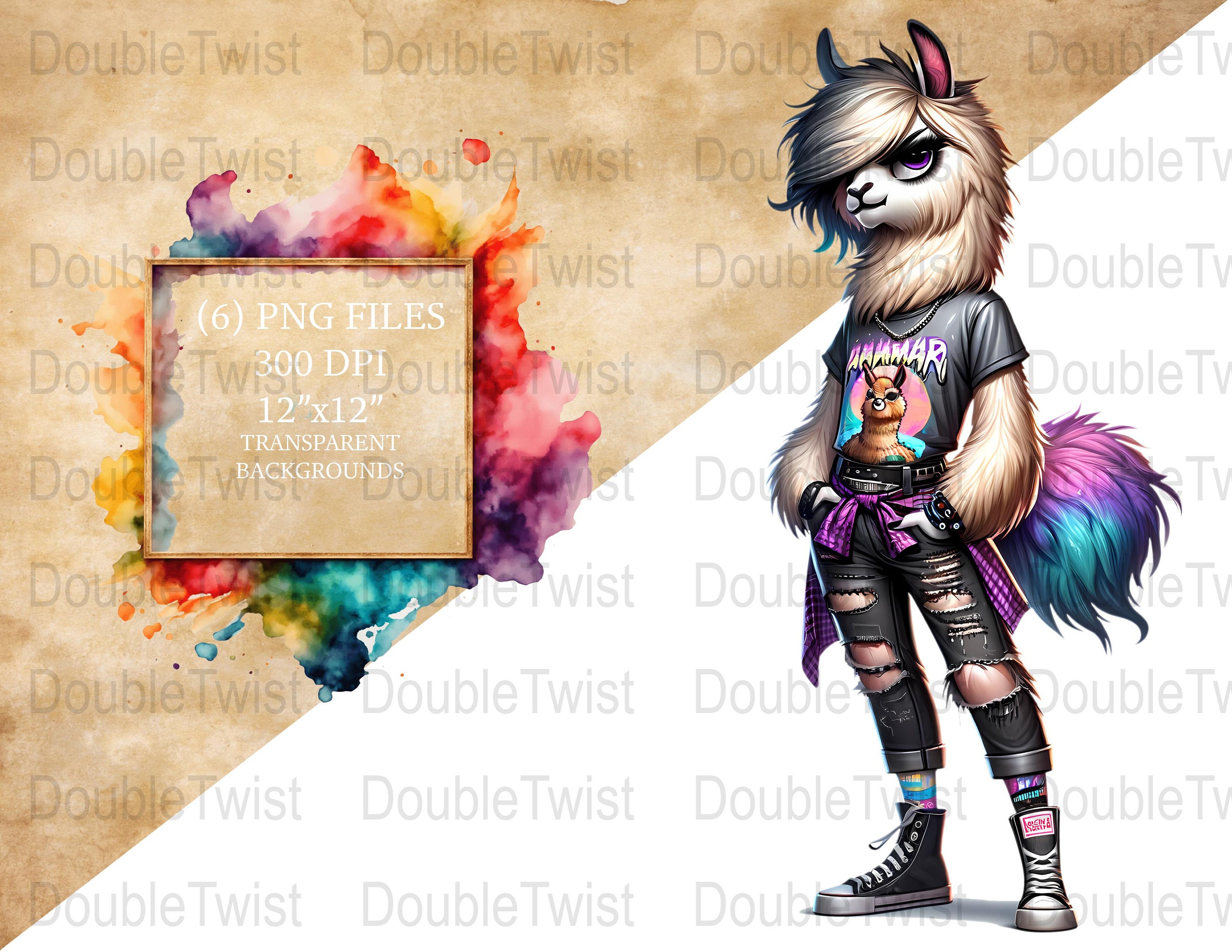 Drama Llamas, Emo Llamas Clipart, Punk Llama PNG Files, Cute Alpaca ...