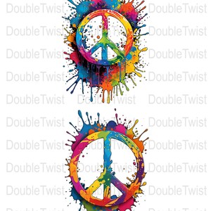 Colorful Peace Sign Pngs, Watercolor Paint Splatter, Digital Download ...