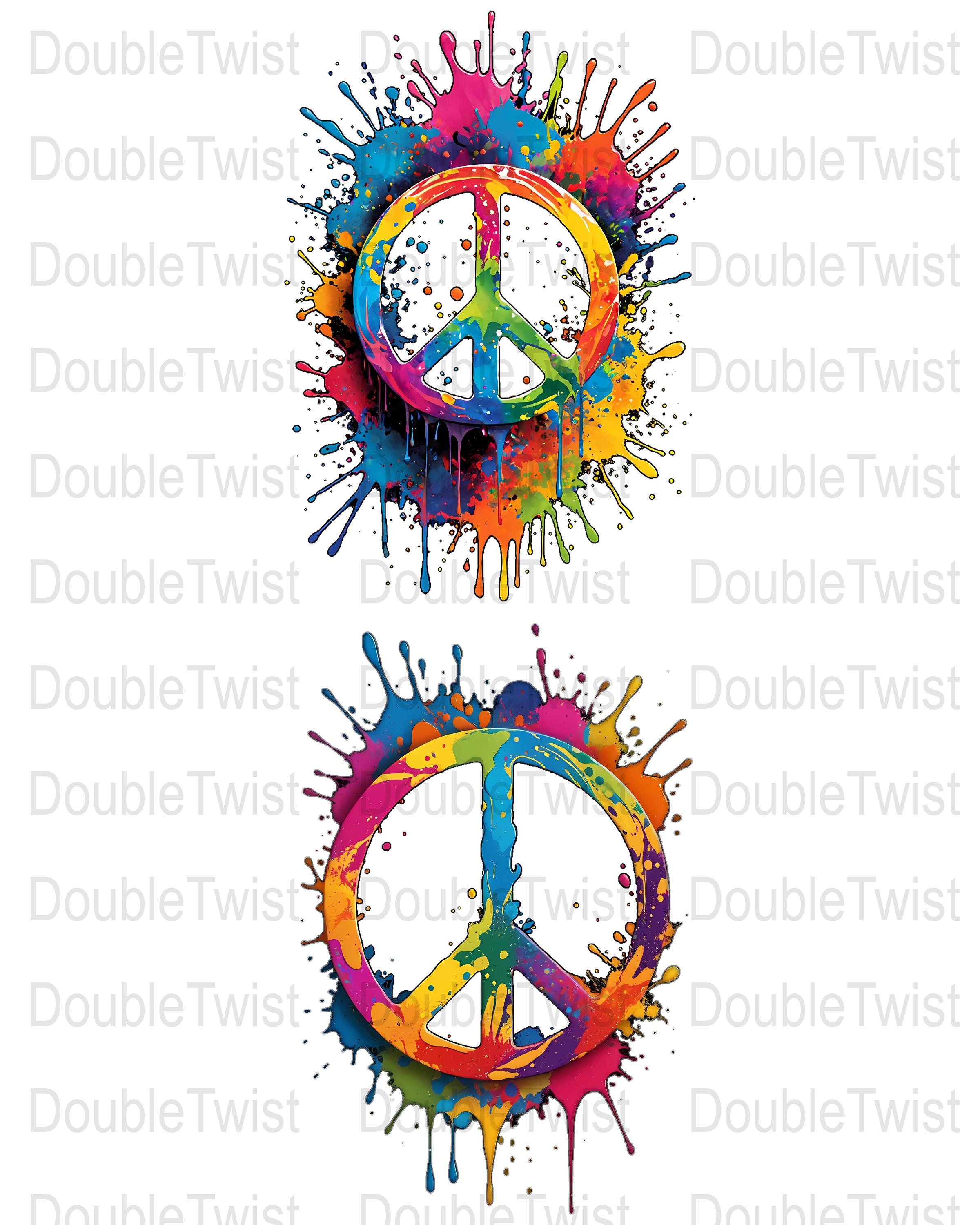 Colorful Peace Sign Pngs, Watercolor Paint Splatter, Digital Download ...