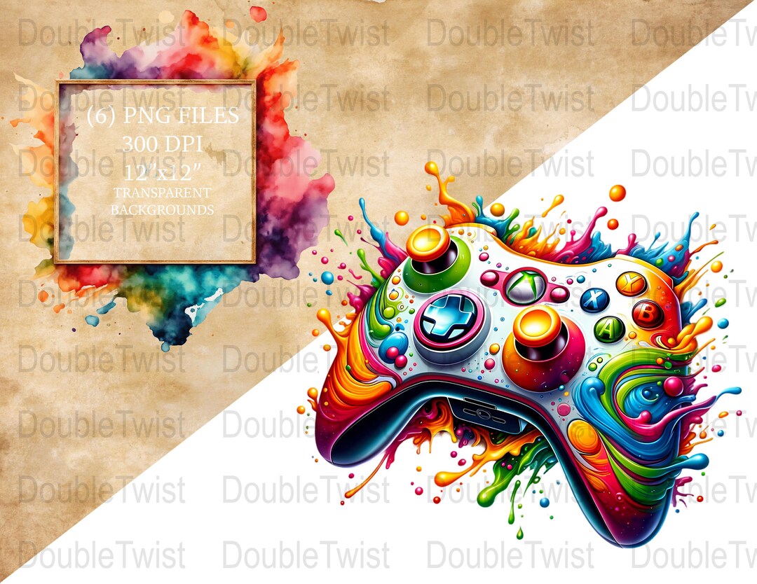 Color Splash Game Controller Clipart, Vibrant Gaming Pngs for Crafting ...