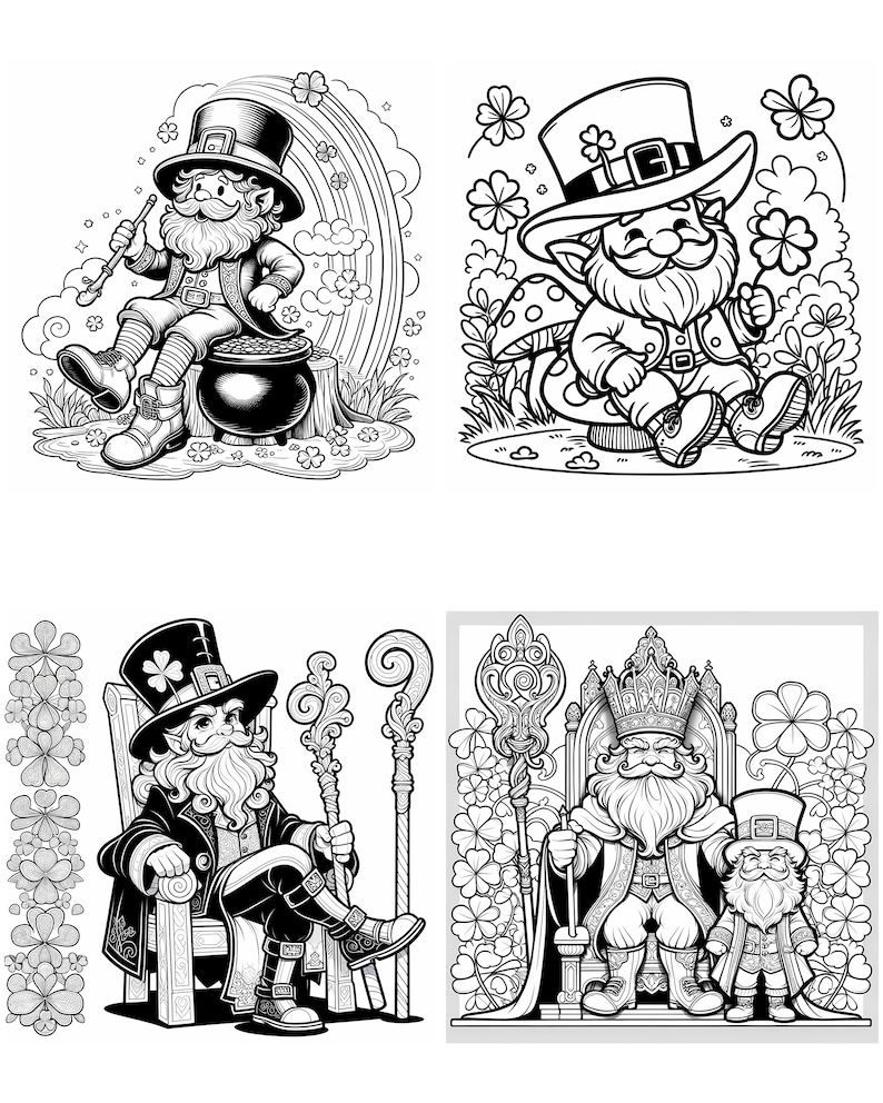 Leprechaun Coloring Pages for Adults PDF 12 Pages, Printable St ...
