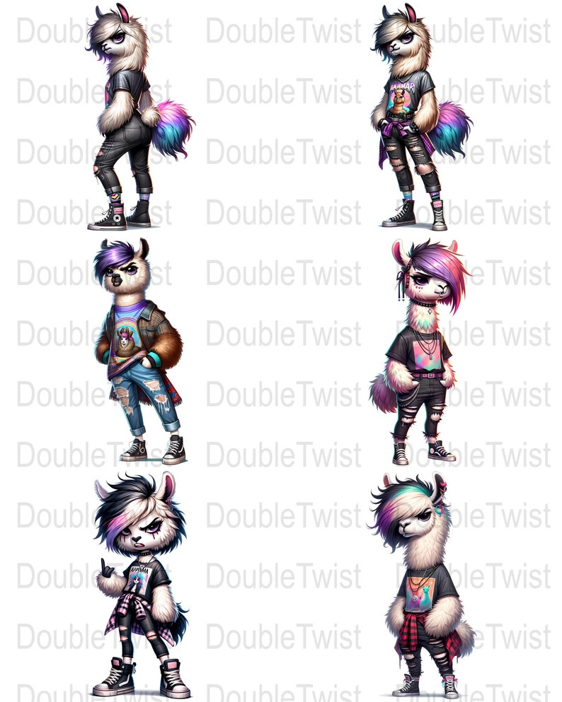 Drama Llamas, Emo Llamas Clipart, Punk Llama PNG Files, Cute Alpaca ...