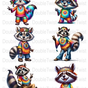 Colorful Hippie Raccoon Pngs, Tie Dye Animal Clipart, Groovy Retro ...