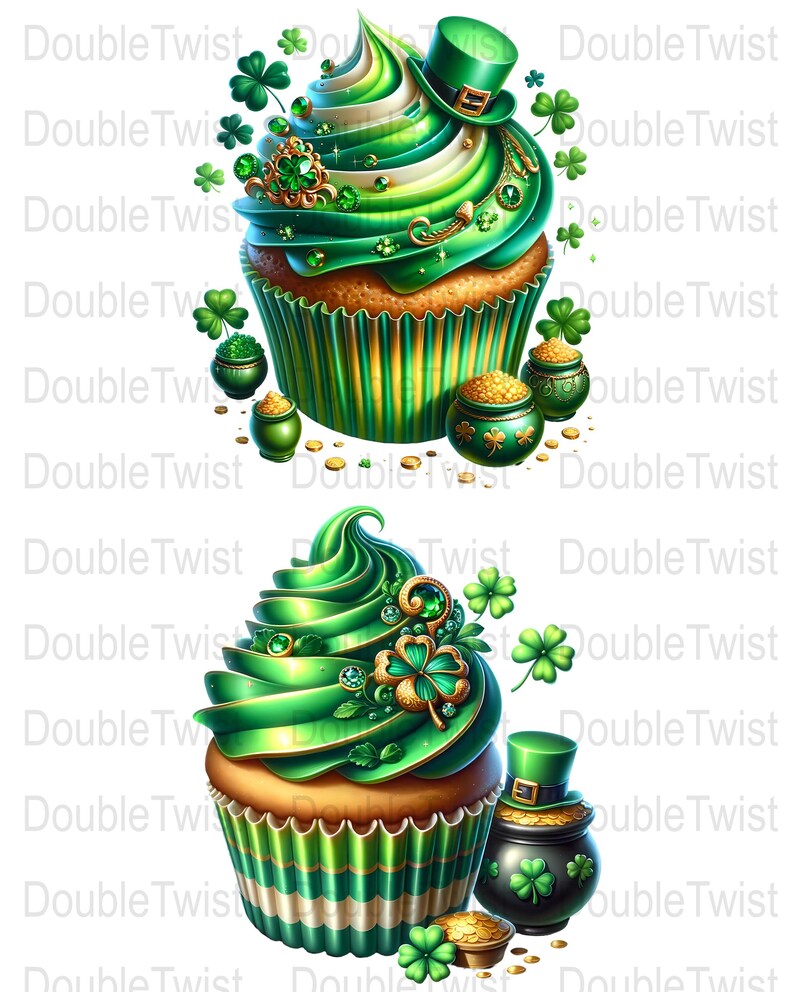 St. Patrick's Day Cupcake PNG Clipart, Green Shamrock Sprinkles, Gold ...