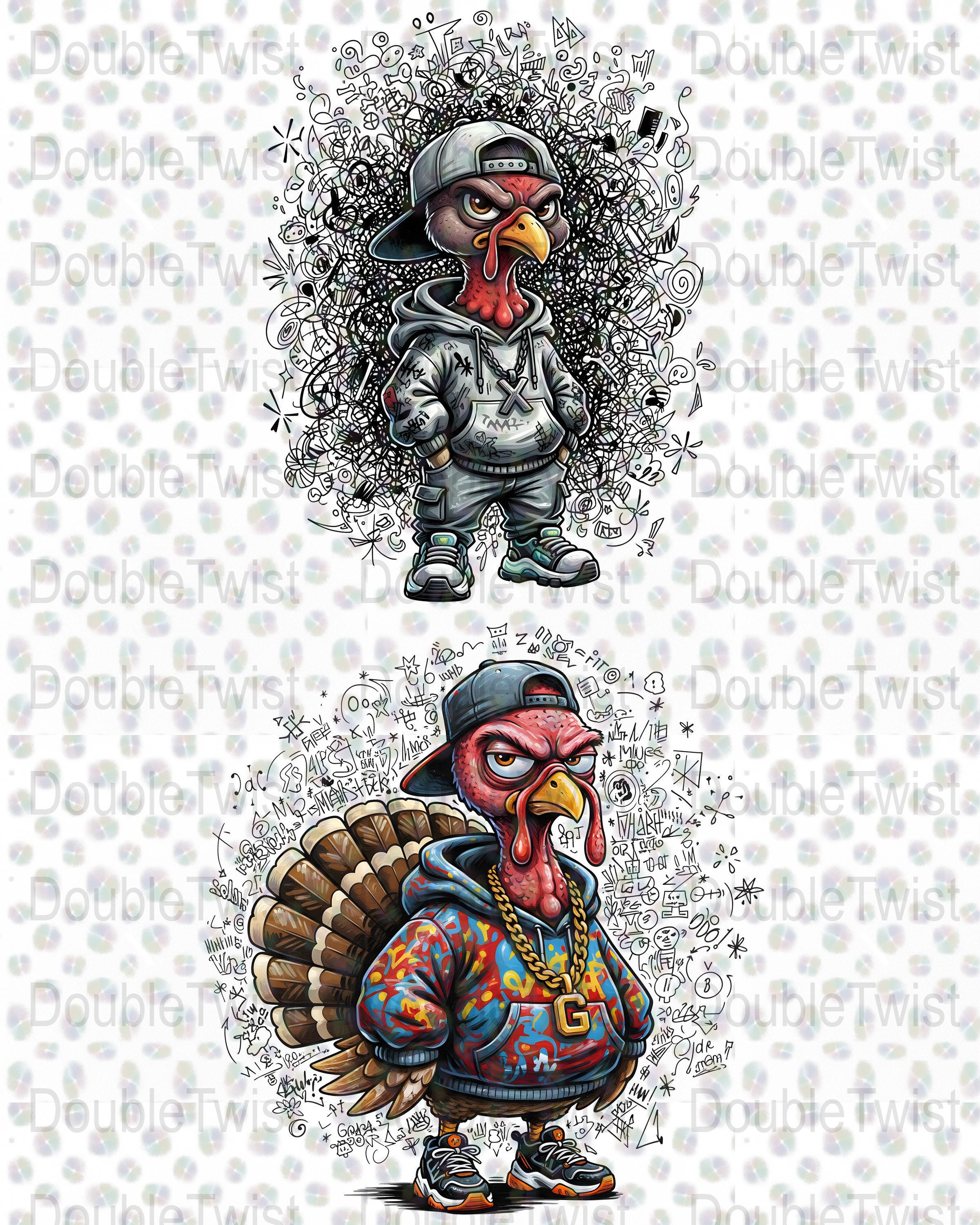 Hip Hop Turkey PNG Bundle, Graffiti Thanksgiving Clipart (digital ...