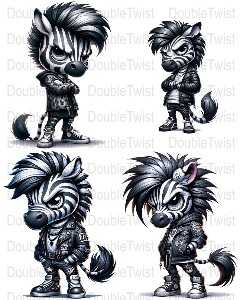 Punk Zebra Clipart, Urban Streetwear Animal PNG, Digital Download, Edgy ...