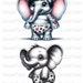 Emo Baby Elephant Clipart, Cute Goth Elephants PNG, Digital Download ...