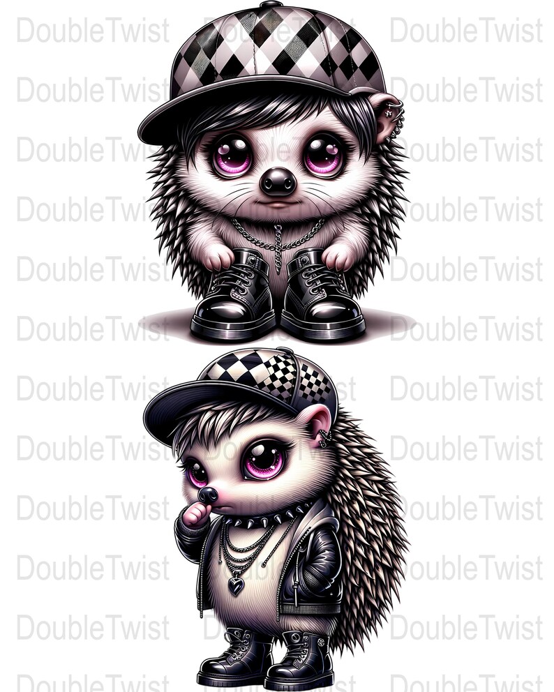 Emo Hedgehogs Clipart PNG, Cute Goth Animals, Digital Download ...