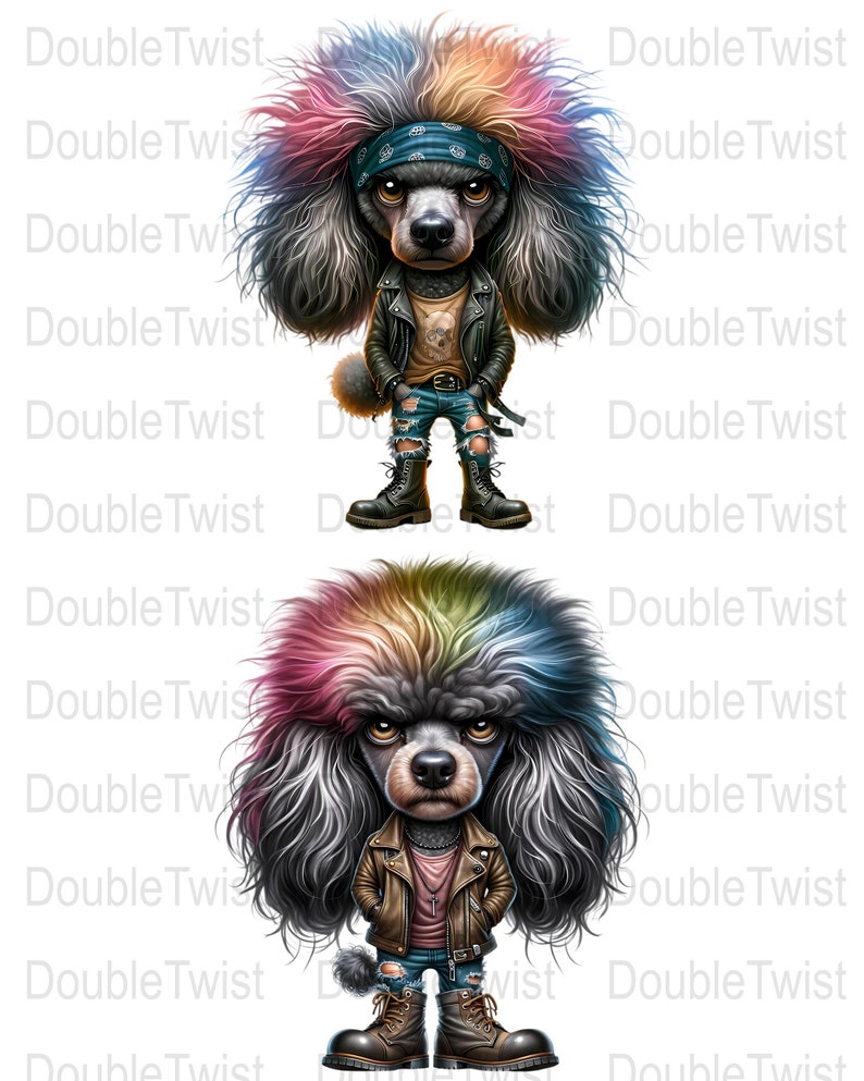 Colorful Grunge Poodle Pngs, Cute Dog Digital Art, Instant Download ...