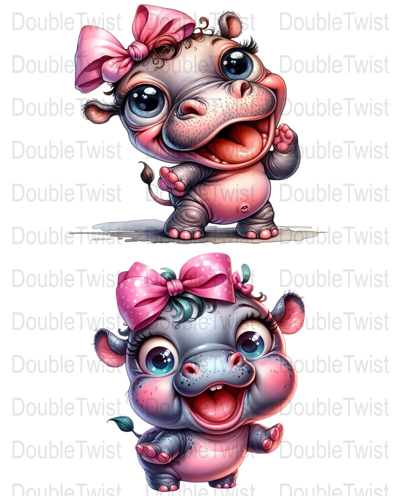 Adorable Baby Hippo PNG Clipart, Cute Baby Hippo Graphics, Digital ...