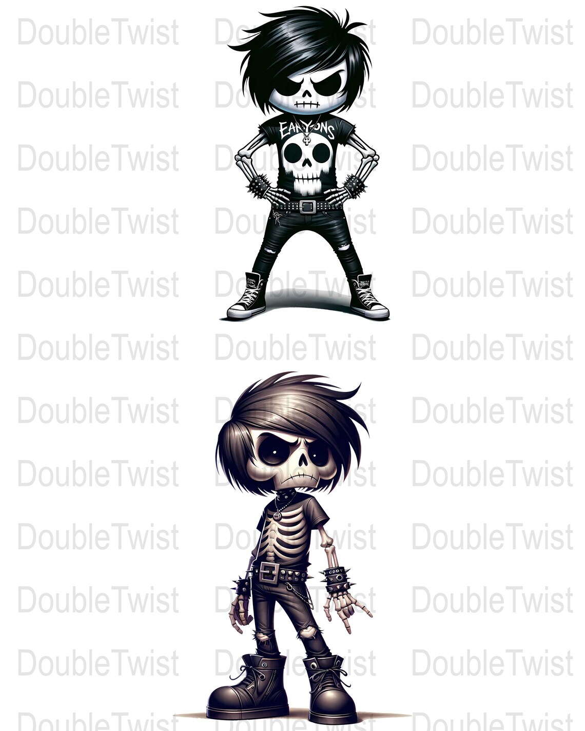 Emo Skeleton Clipart: Goth Punk PNG Files (digital Download) - Etsy Canada