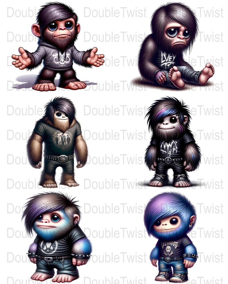Emo Little Bigfoot Clipart, Goth Cryptozoology PNG Files, Cute Monster ...
