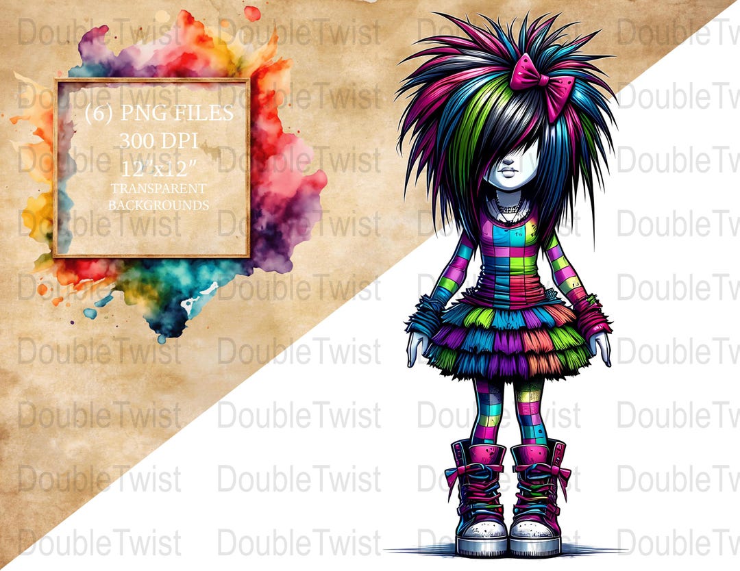 Emo Scene Girl Clipart, Digital Emo Art, Printable Emo Girl Artwork ...