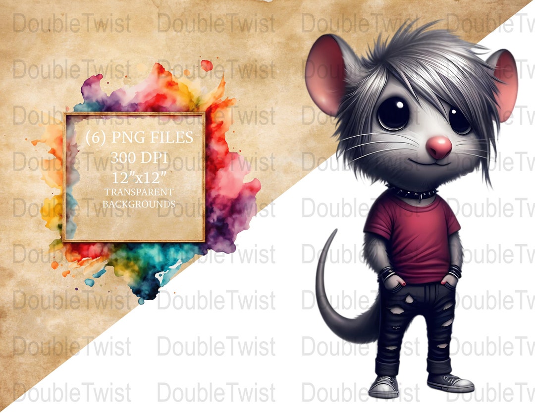 Emo Shrews Clipart Set, Cute Goth Animal Pngs, Digital Download, Punk ...
