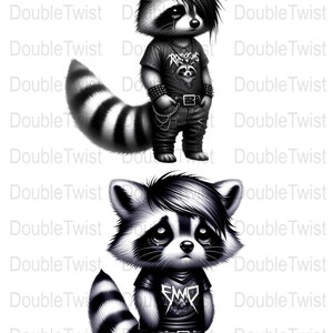 Emo Raccoon Clipart PNG, Cute Digital Download, Punk Raccoon Graphic ...