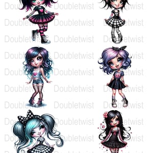 Emo Pinup Girl PNG Clipart, Cute Goth Characters, Digital Download for ...