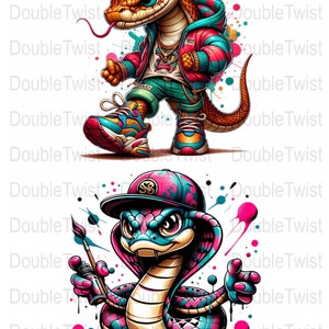 Urban Graffiti Snake Clipart, Colorful Streetwear Reptile Design, Bold ...