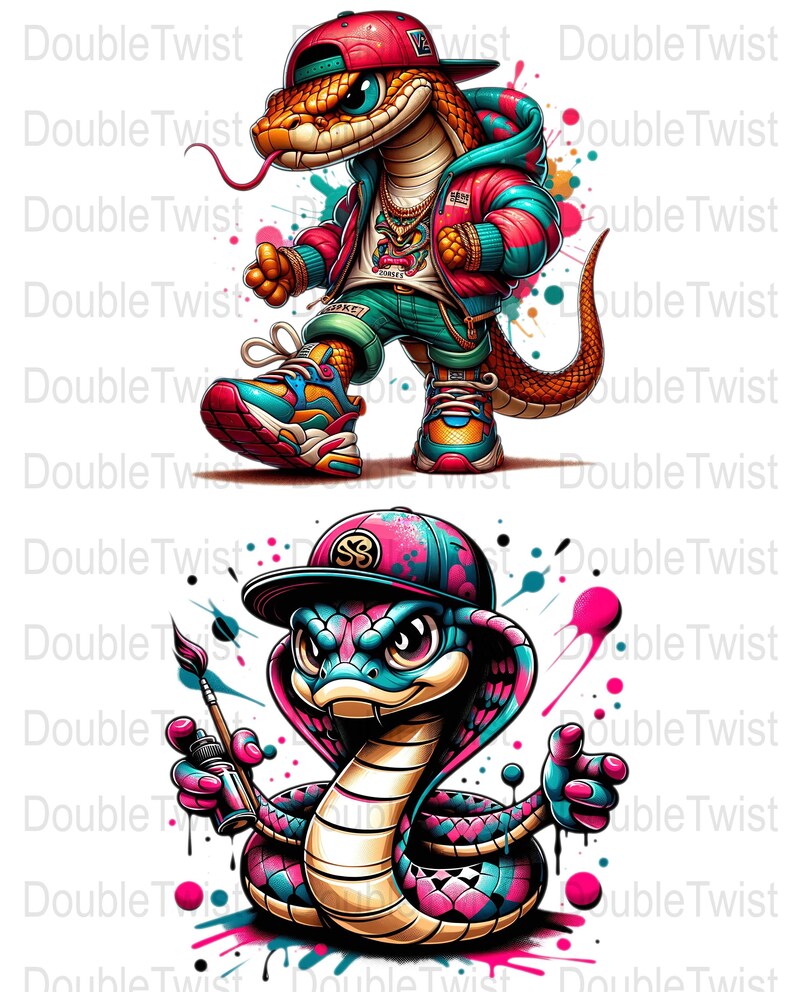 Urban Graffiti Snake Clipart, Colorful Streetwear Reptile Design, Bold ...