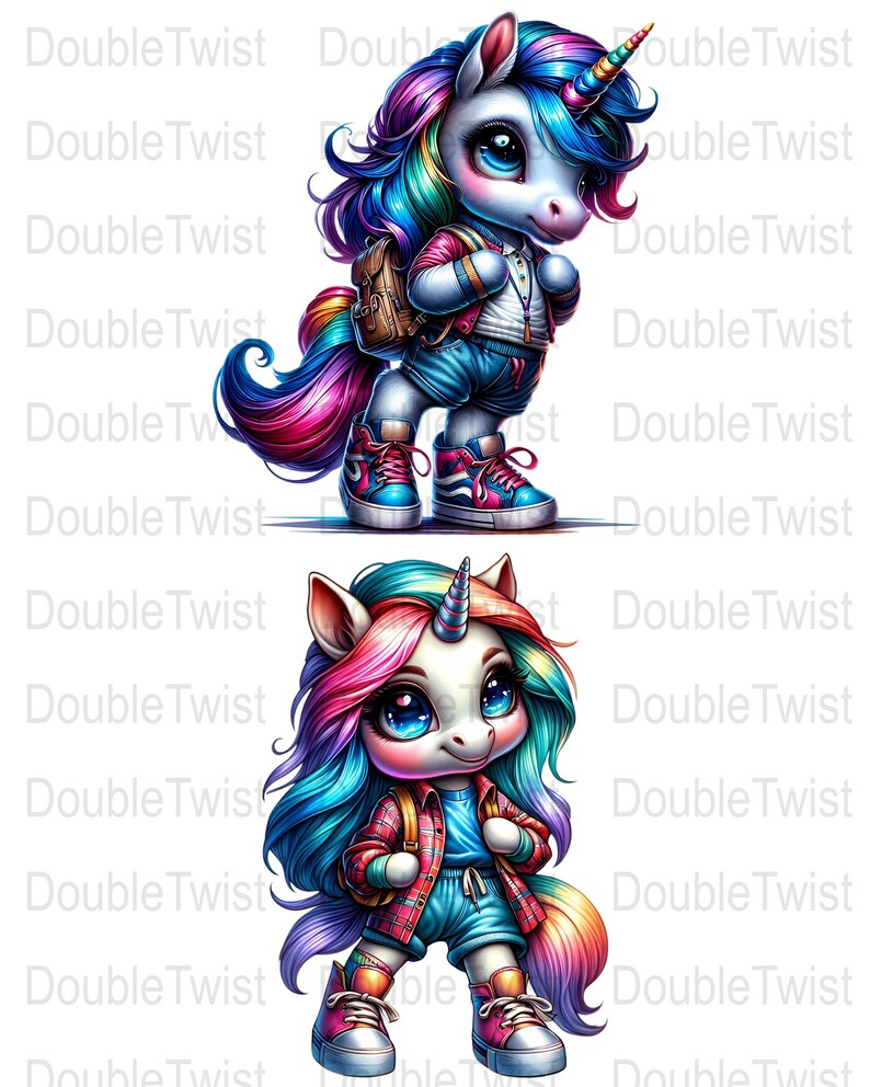 Cute Back to School Unicorn PNG Clipart, Adorable Unicorns for Kids ...