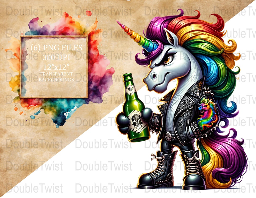 Punk Rock Unicorns Clipart, Colorful Unicorn PNG, Digital Download ...