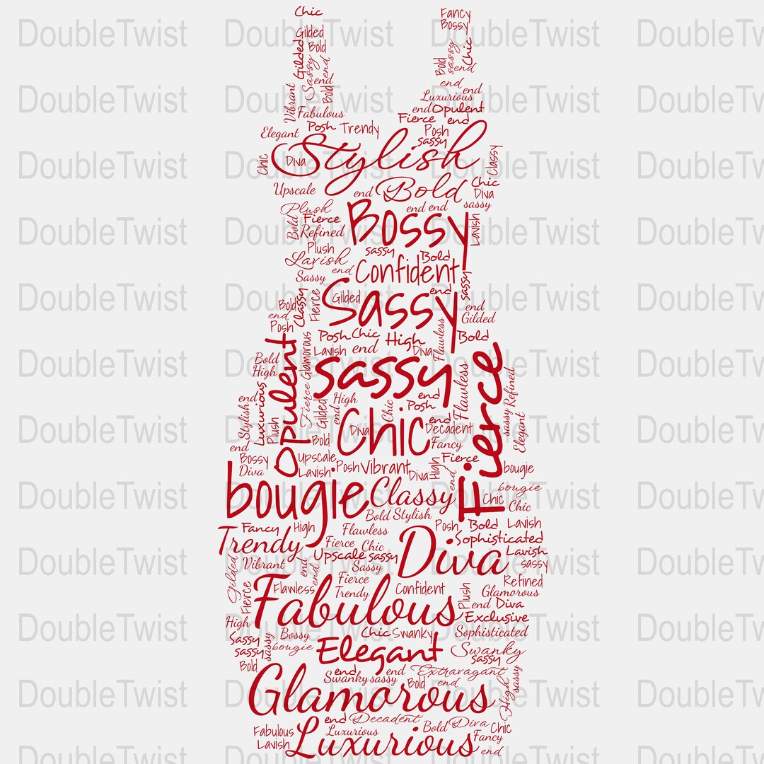 Sassy Bougie Stylish Dress Word Art Clipart, Chic Elegant Confident ...