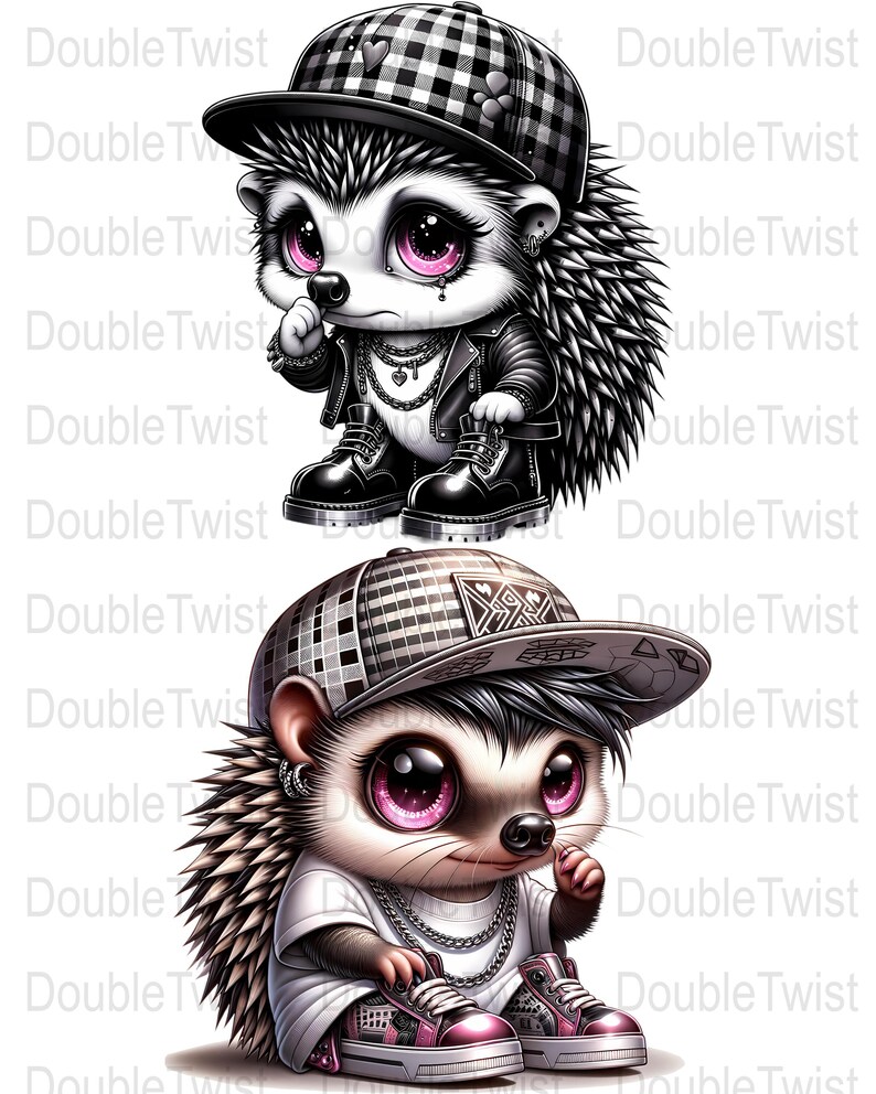 Emo Hedgehogs Clipart PNG, Cute Goth Animals, Digital Download ...