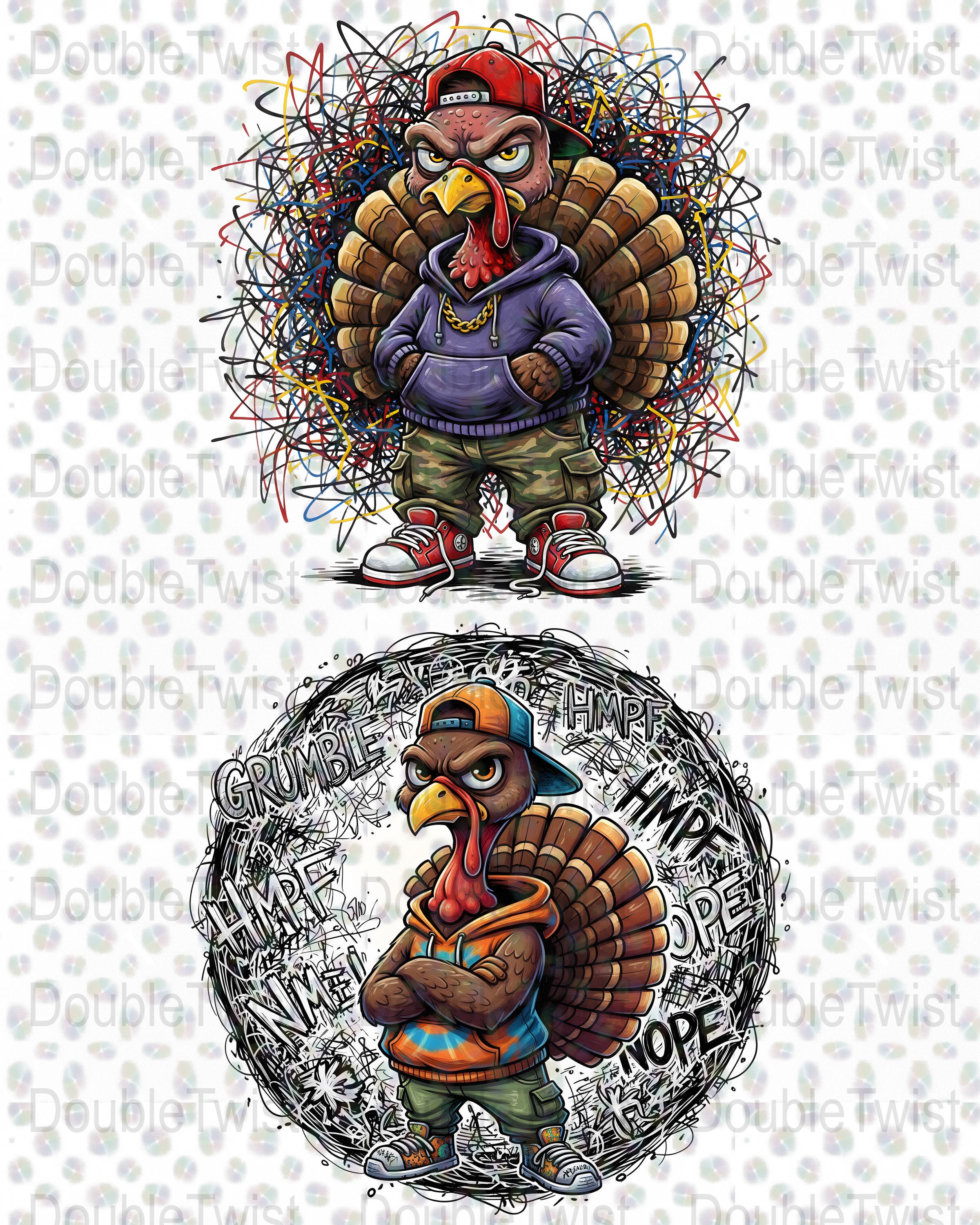 Hip Hop Turkey PNG Bundle, Graffiti Thanksgiving Clipart (digital ...