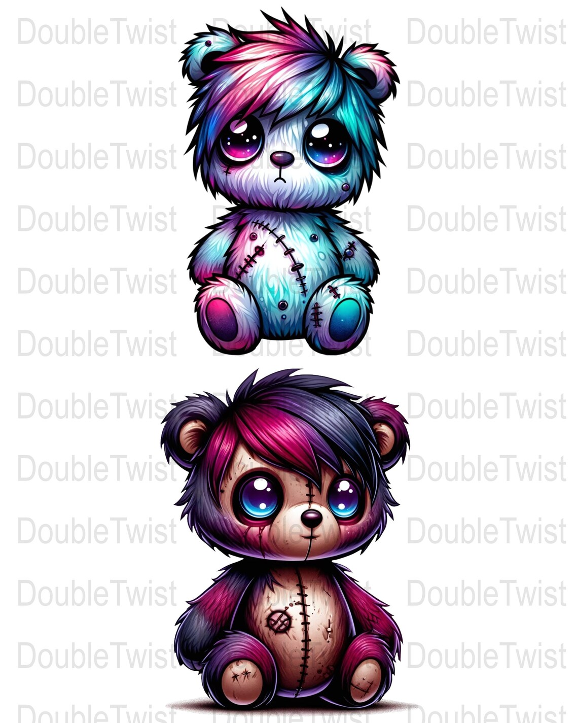 Distressed Emo Teddy Bear PNG Collection: Gothic Clipart (digital ...