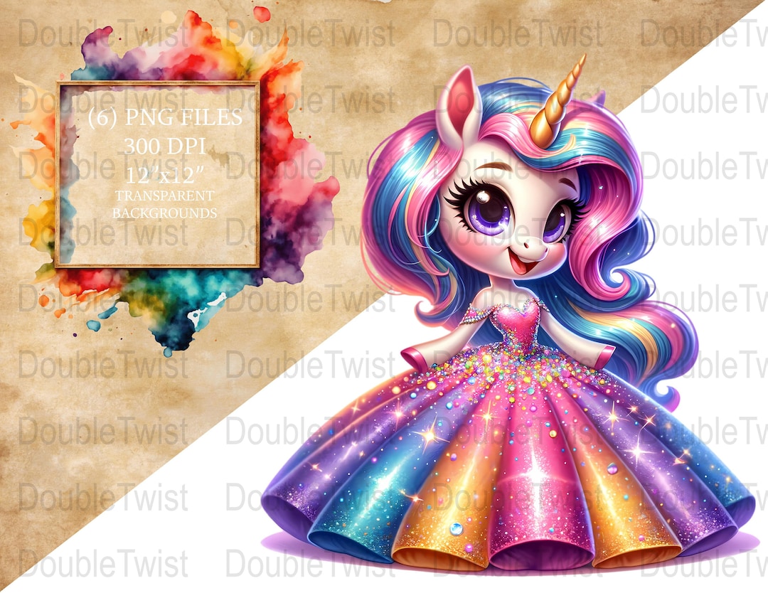 Adorable Unicorn Clipart Set, Cute Digital Unicorns, PNG Files for ...