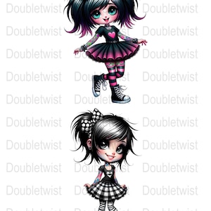 Emo Pinup Girl PNG Clipart, Cute Goth Characters, Digital Download for ...