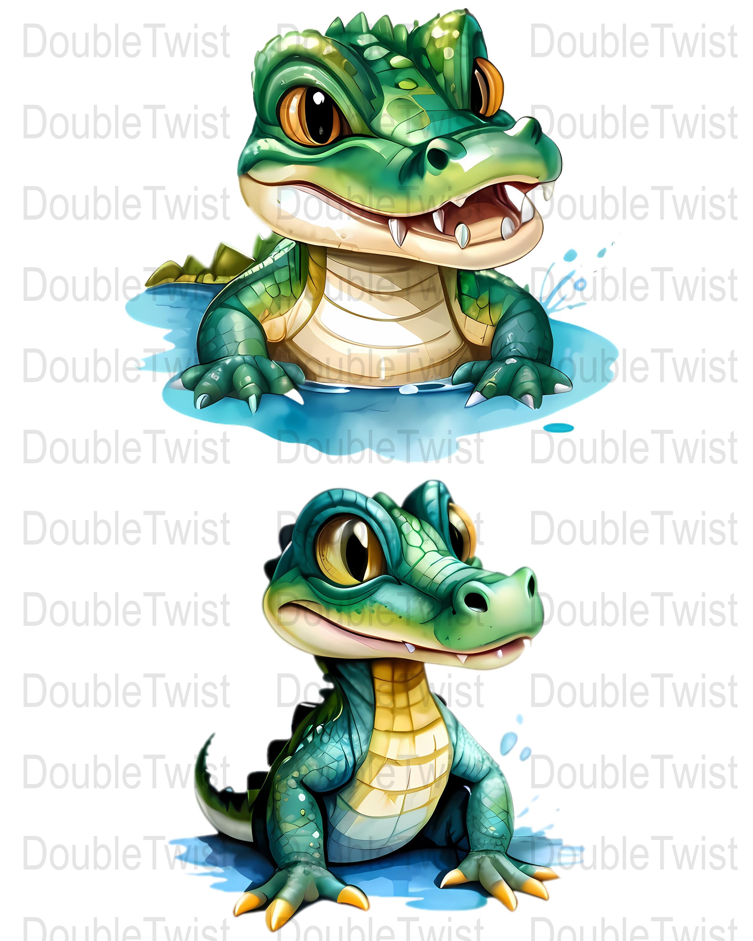 Cute Baby Alligator Clipart, Watercolor PNG Files for Download, Kids ...