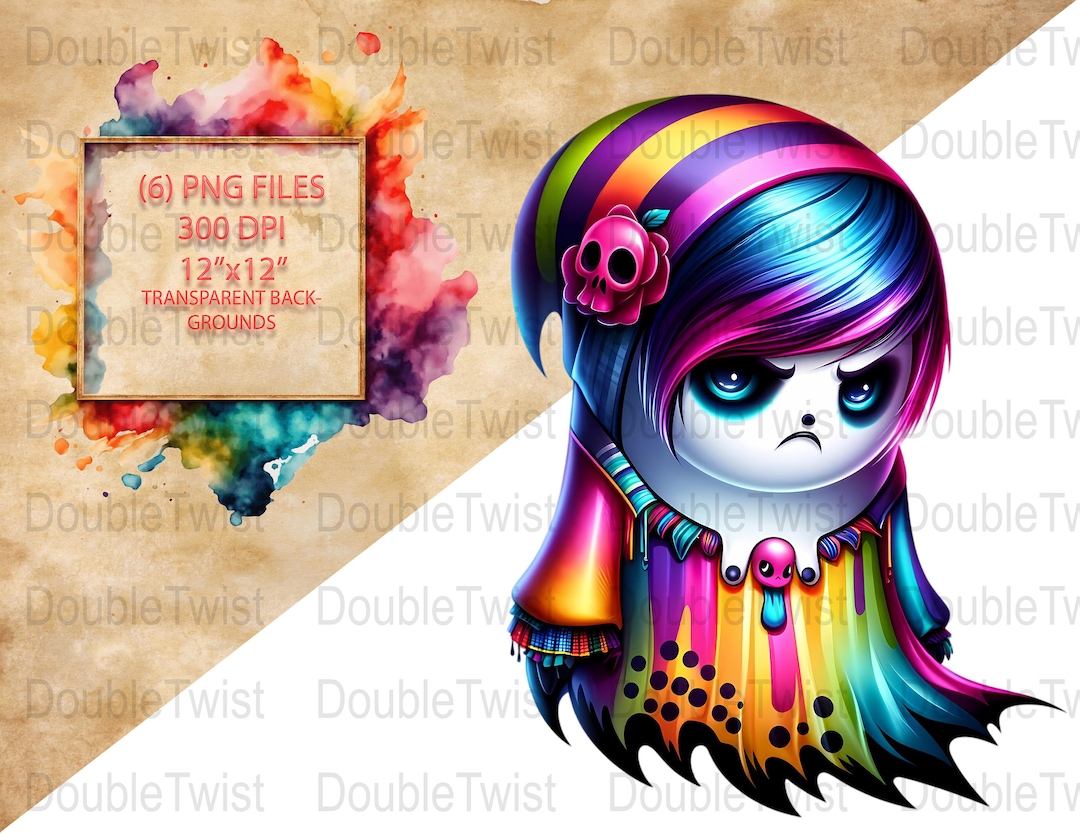 Neon Emo Ghost Pngs, Colorful Spectral Illustrations - Etsy