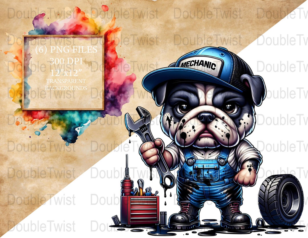 Bulldog Mechanic PNG Clipart, Cute Dog Mechanic Digital Download ...