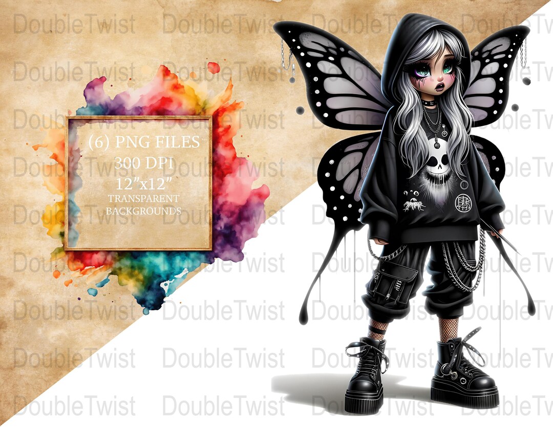 Goth Fairy Clipart, Dark Fantasy PNG, Printable Gothic Fairies, Digital ...