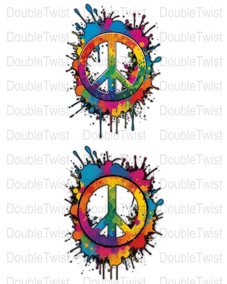 Colorful Peace Sign Pngs, Watercolor Paint Splatter, Digital Download ...