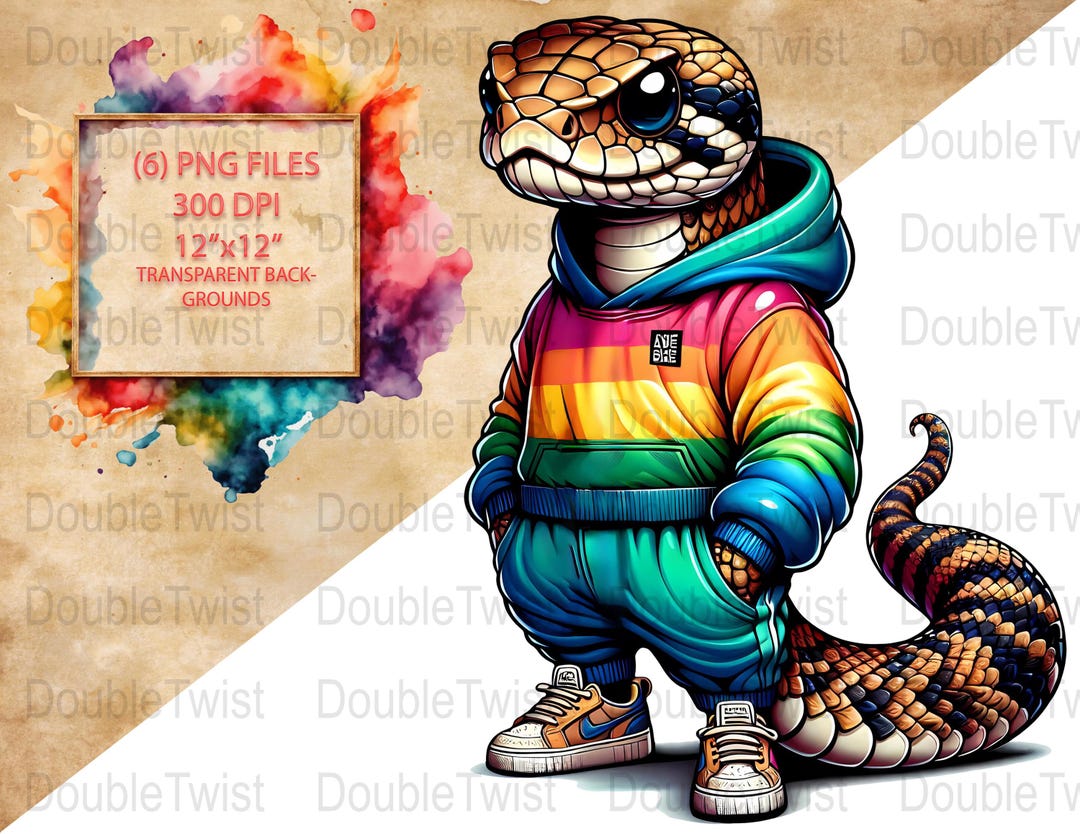 Streetwear Rattlesnake Clipart, Cool Snake Graphics, Hip Hop Animal ...