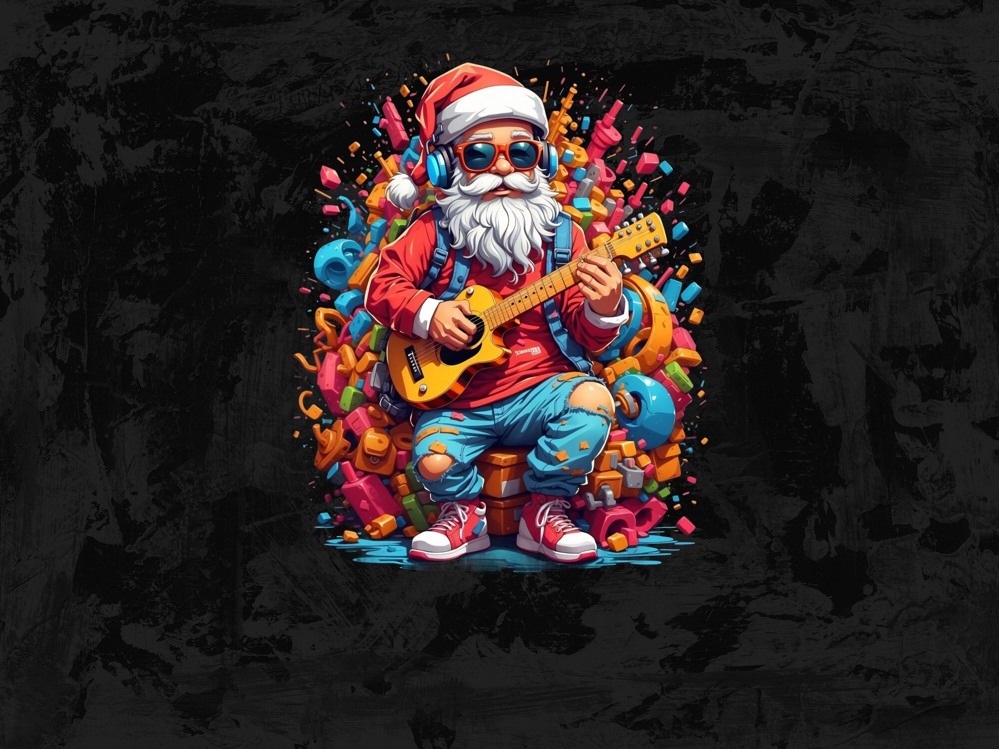 Cool Rocker Santa With Sunglasses PNG Christmas PNG Cute - Etsy
