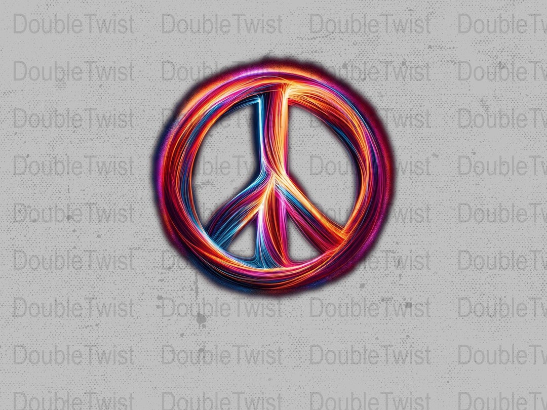 Digital Peace Symbol PNG, Neon Peace Sign, Vibrant Wall Decor, T-shirt ...